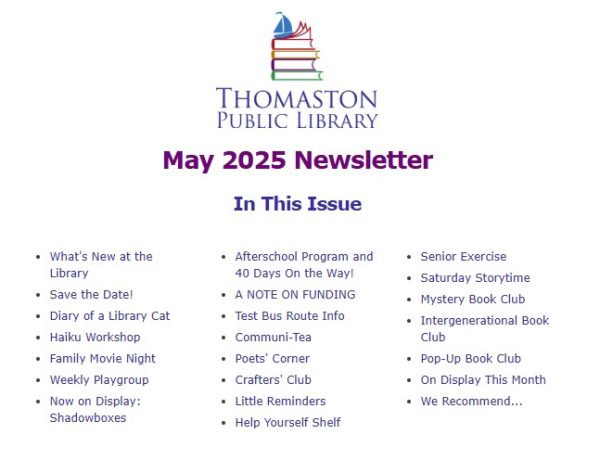 May 2025 Newsletter – Thomaston Public Library